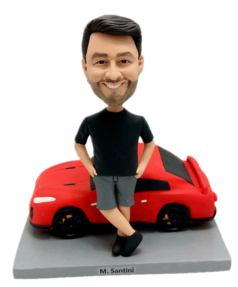 Custom cake topper standing by car cake toppers with car for him [B8119 ...