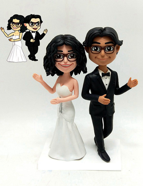 Personalized wedding cake topper with cartoon faces [WT1437]- $139.00 ...