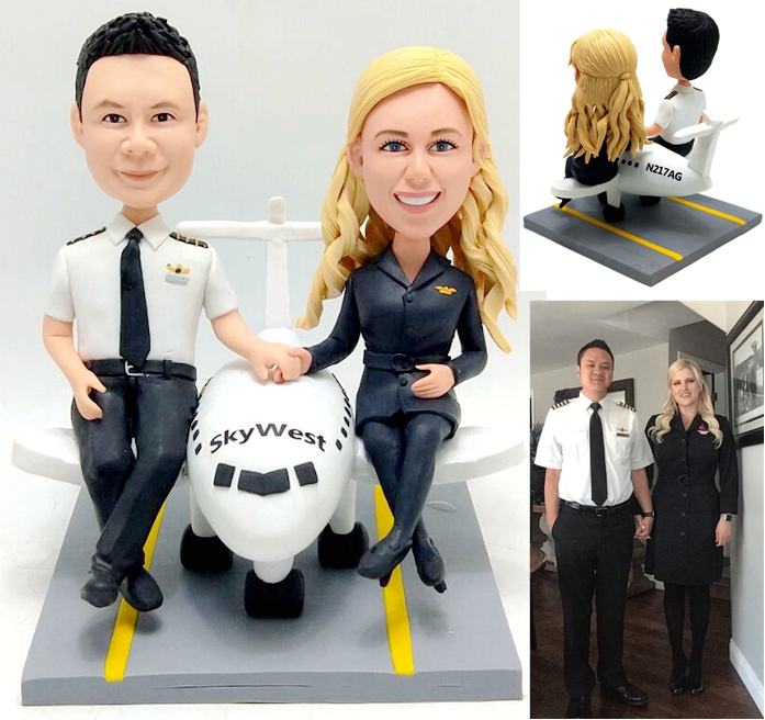 Custom wedding cake toppers Airplane pilot wedding cake toppers on ...